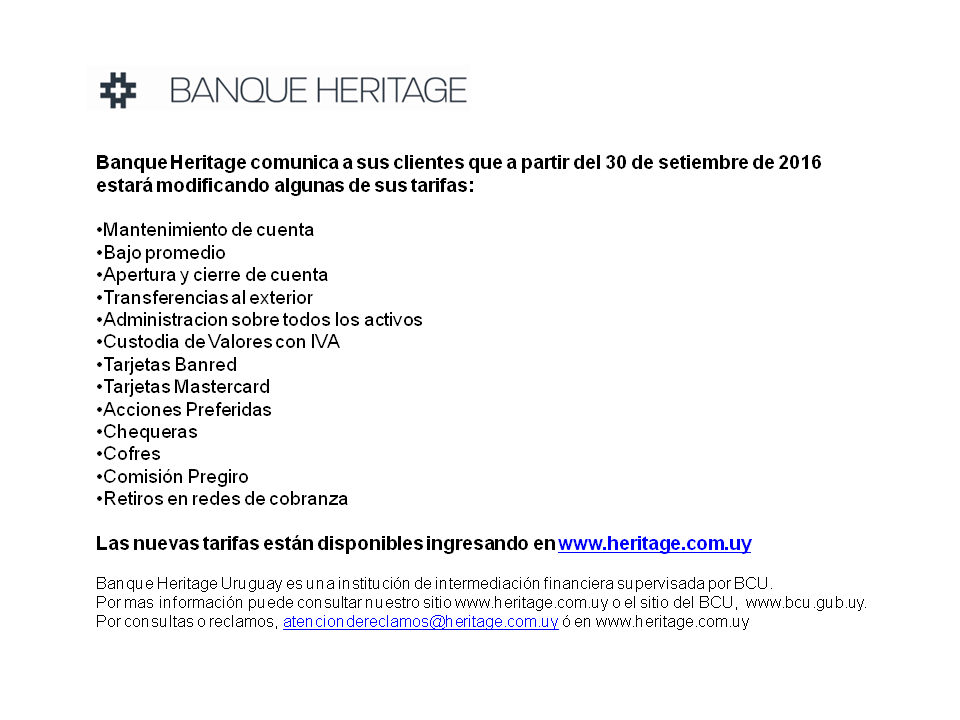 BANQUE HERITAGE URUGUAY